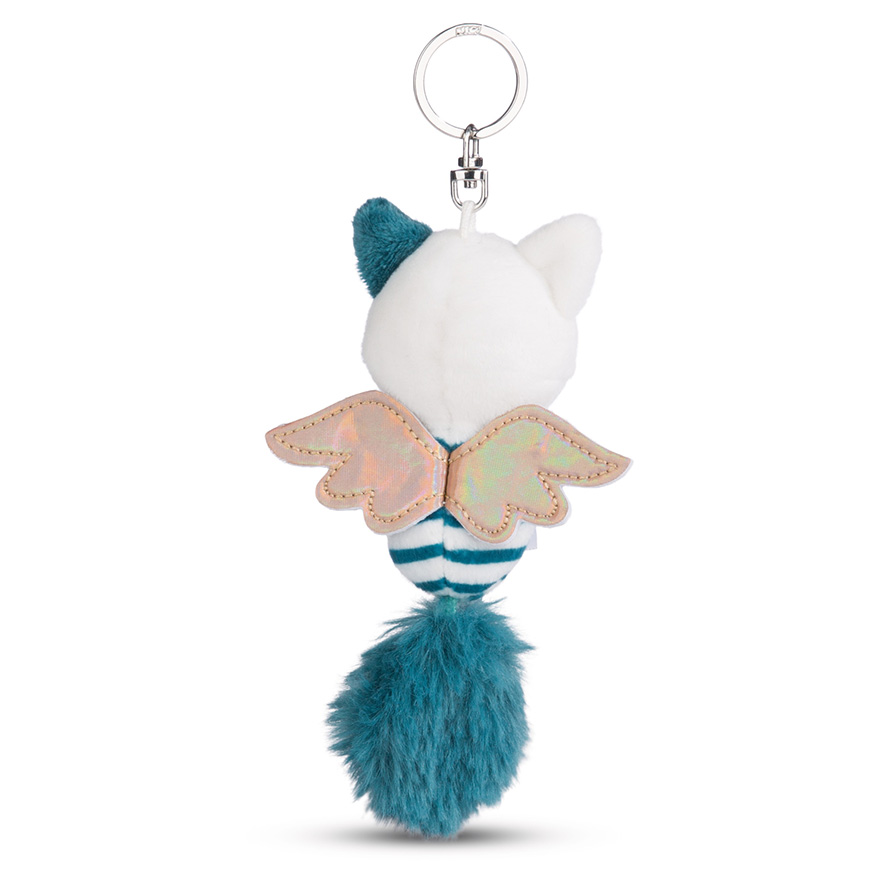 NICI Guardian Angel Cat Keyring (Teal Stripes) | plushpaws.co.uk