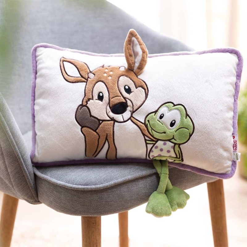 NICI Forest Friends René Roebuck & Fridolin Frog Cushion | plushpaws.co.uk
