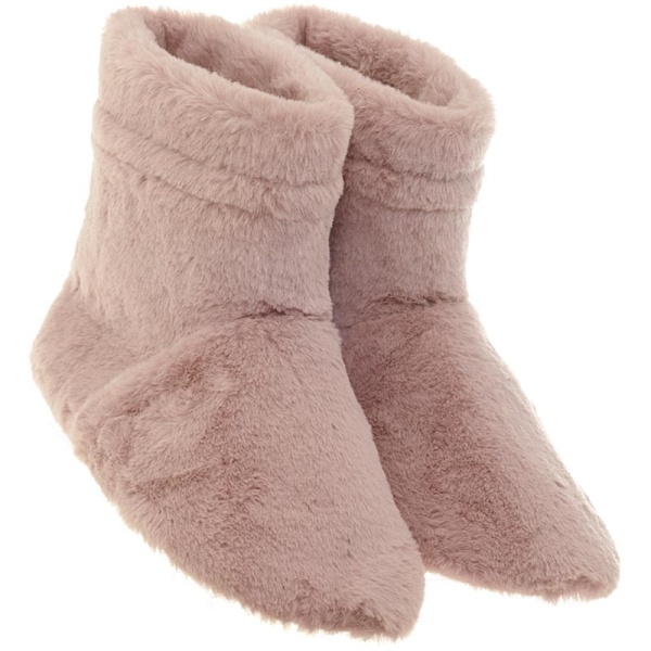 Aroma Home Microwavable Faux Fur Slipper Boots Pink | plushpaws.co.uk