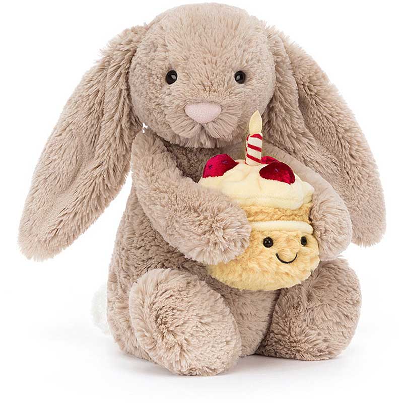 Jellycat Bashful Beige Birthday Bunny | plushpaws.co.uk
