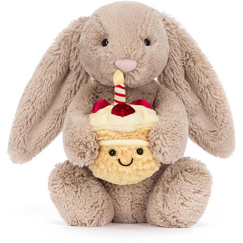 Jellycat Bashful Beige Birthday Bunny | plushpaws.co.uk