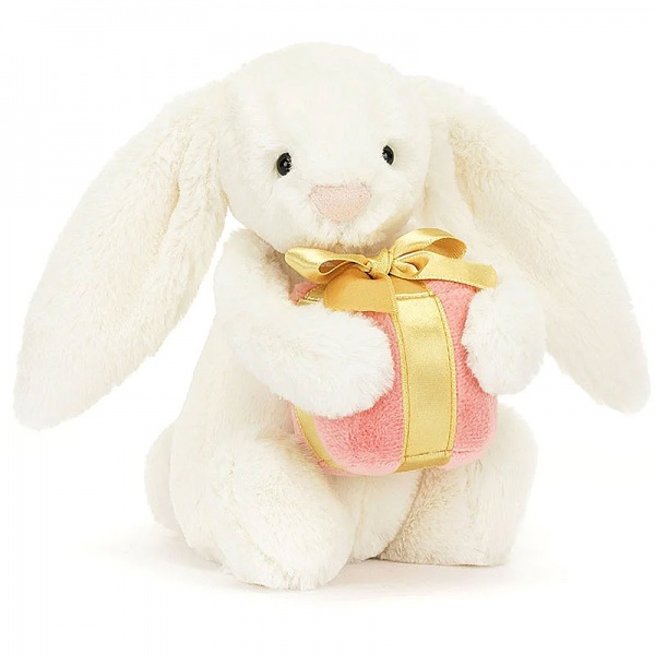 Jellycat Bashful Bunny with Present | plushpaws.co.uk