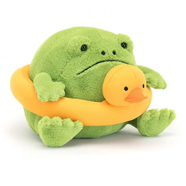 Jellycat Ricky Rain Frog in a Rubber Ring | plushpaws.co.uk