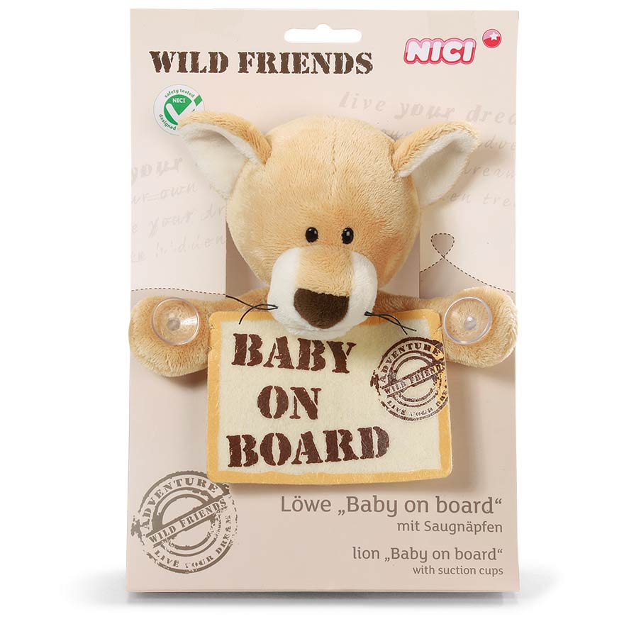 NICI Wild Friends Baby Lion 'Baby on Board' | plushpaws.co.uk