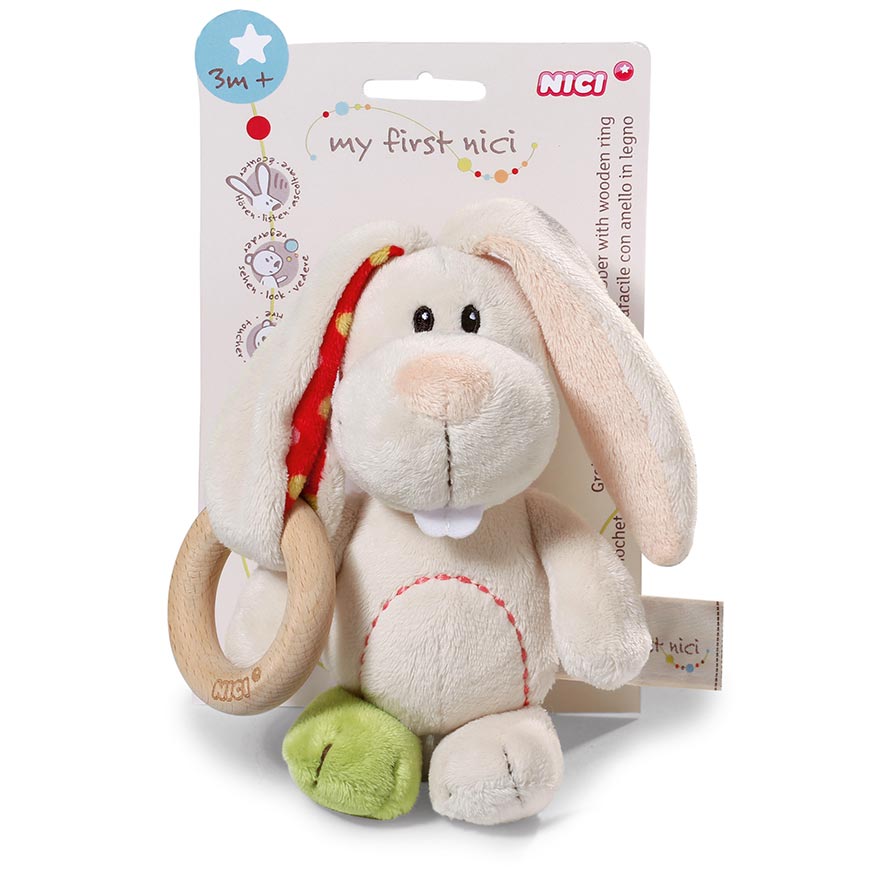My First NICI Tilli Bunny Wooden Teether | plushpaws.co.uk
