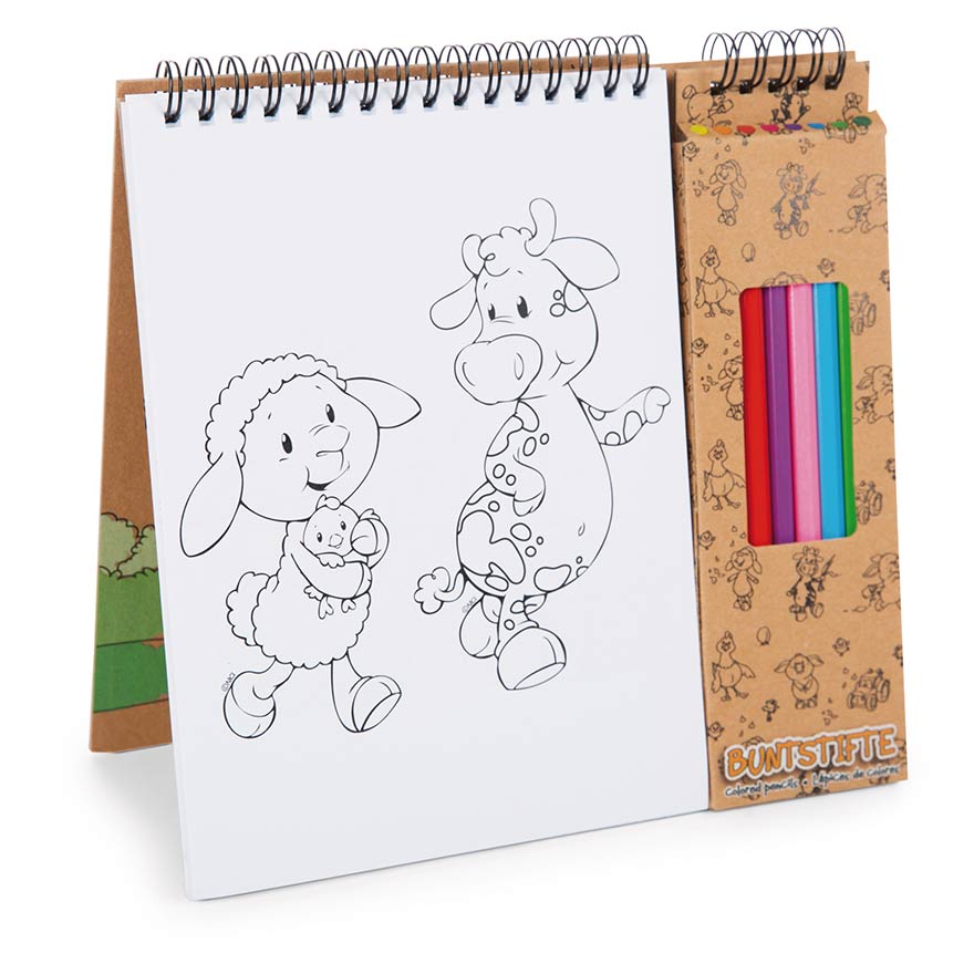 NICI Farm Friends Colouring Pad & Pencils | plushpaws.co.uk