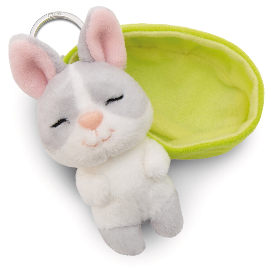 NICI Sleeping Pets Grey Bunny Keyring | plushpaws.co.uk