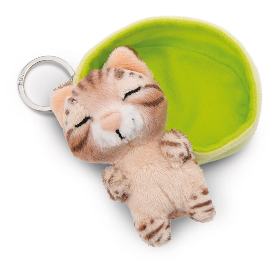 NICI Sleeping Pets Bengal Cat Keyring | plushpaws.co.uk