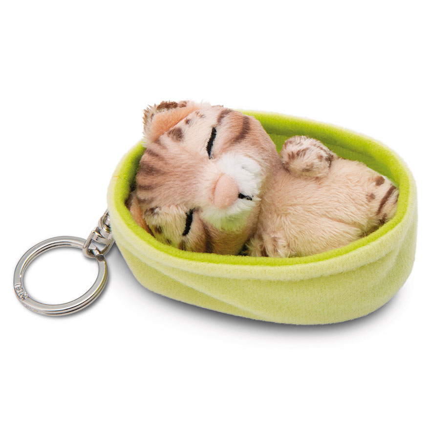 NICI Sleeping Pets Bengal Cat Keyring | plushpaws.co.uk