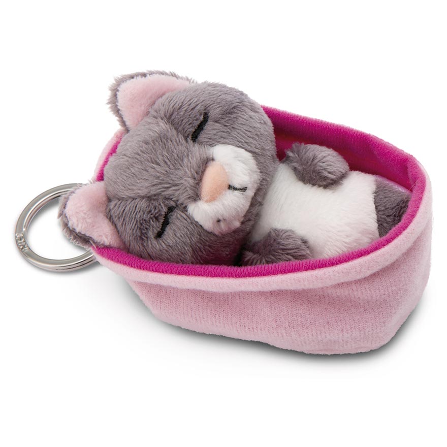 NICI Sleeping Pets Grey Cat Keyring | Plushpaws