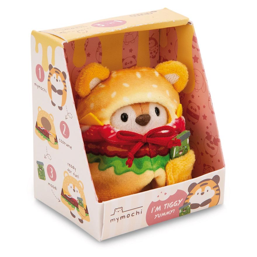 NICI mymochi Tiggy Tiger with Pickle Jar and Hamburger Costume ...