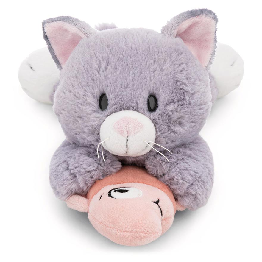 NICI Homies Grey Cat with Fish | plushpaws.co.uk