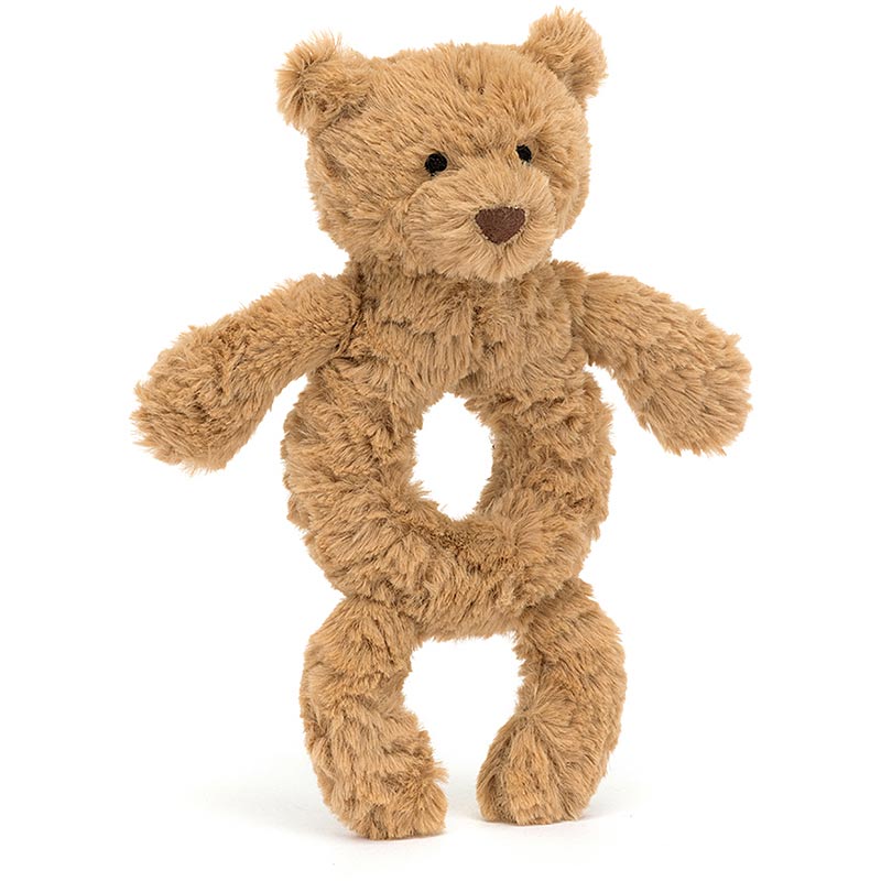 Baby Jellycat Bartholomew Bear Ring Rattle | plushpaws.co.uk