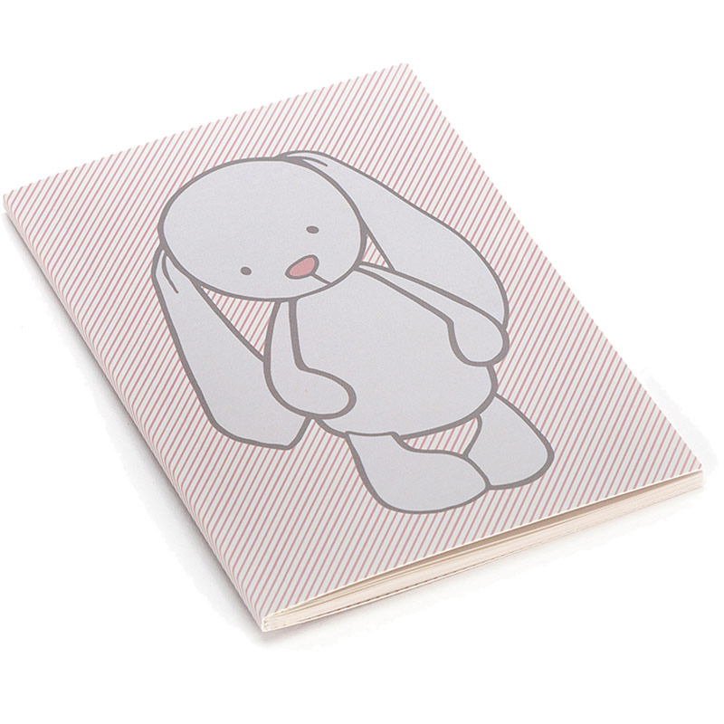 Jellycat Bashful Bunny Pink Stripes A6 Notebook | plushpaws.co.uk