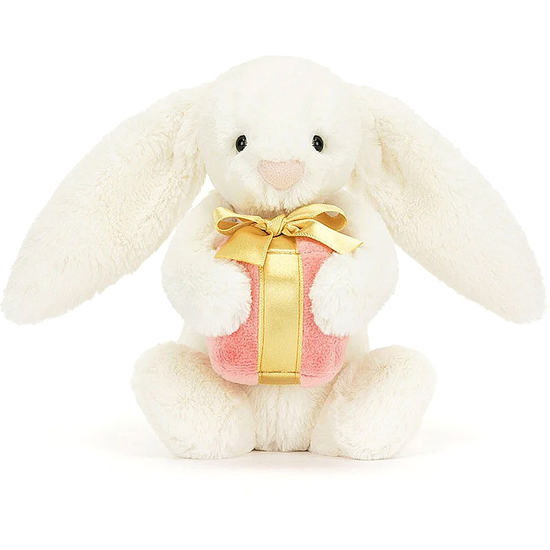 Jellycat Bashful Bunny with Present | plushpaws.co.uk