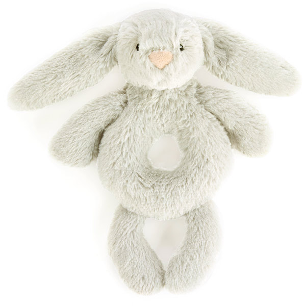 Little Jellycat Bashful Silver Bunny Grabber Rattle | plushpaws.co.uk