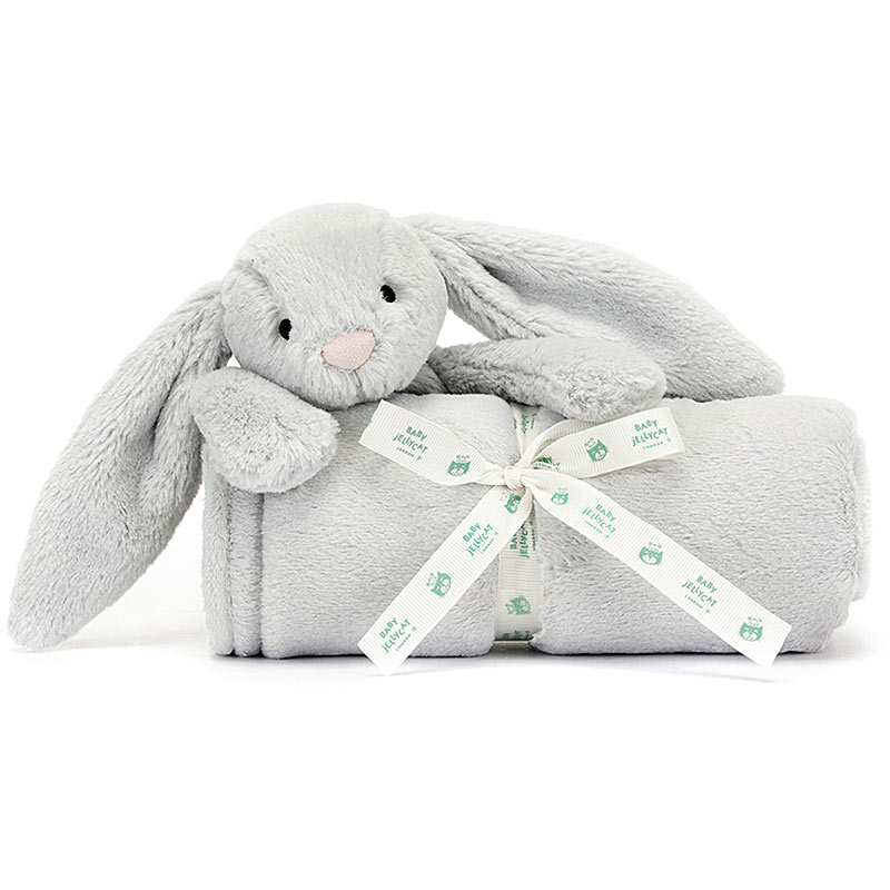 Baby Jellycat Bashful Silver Bunny Blankie | plushpaws.co.uk