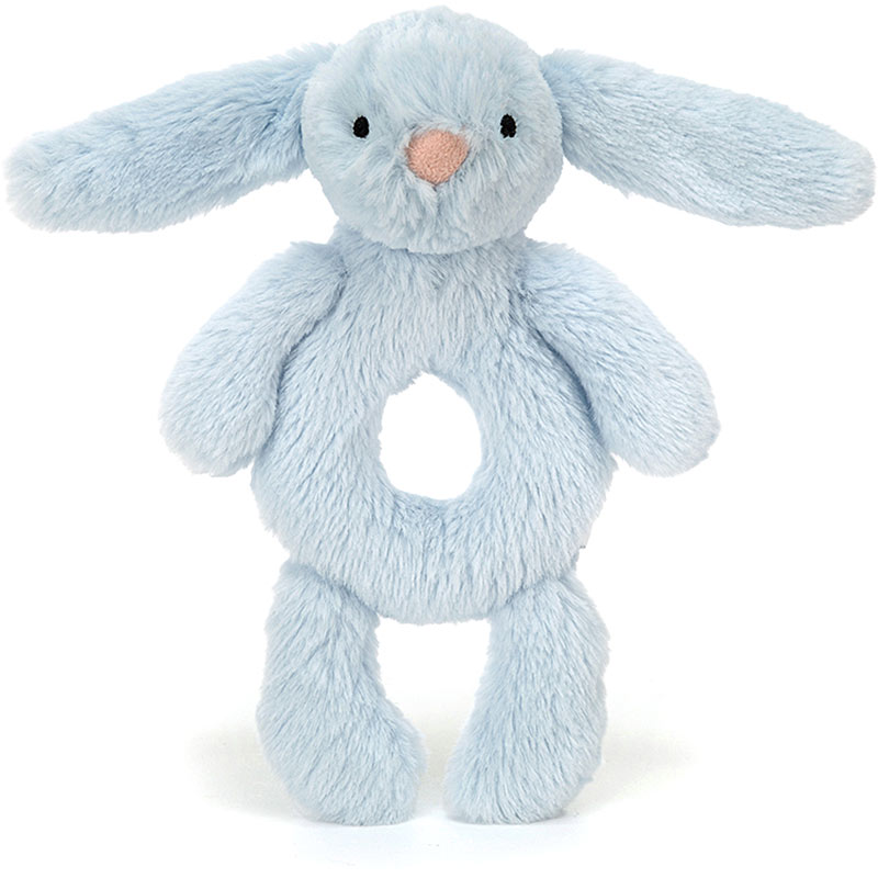 Baby Jellycat Bashful Blue Bunny Ring Rattle | plushpaws.co.uk