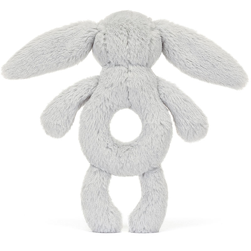 Baby Jellycat Bashful Silver Bunny Ring Rattle | plushpaws.co.uk