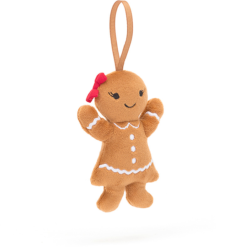 Jellycat Festive Folly Gingerbread Ruby Tree Decoration | plushpaws.co.uk