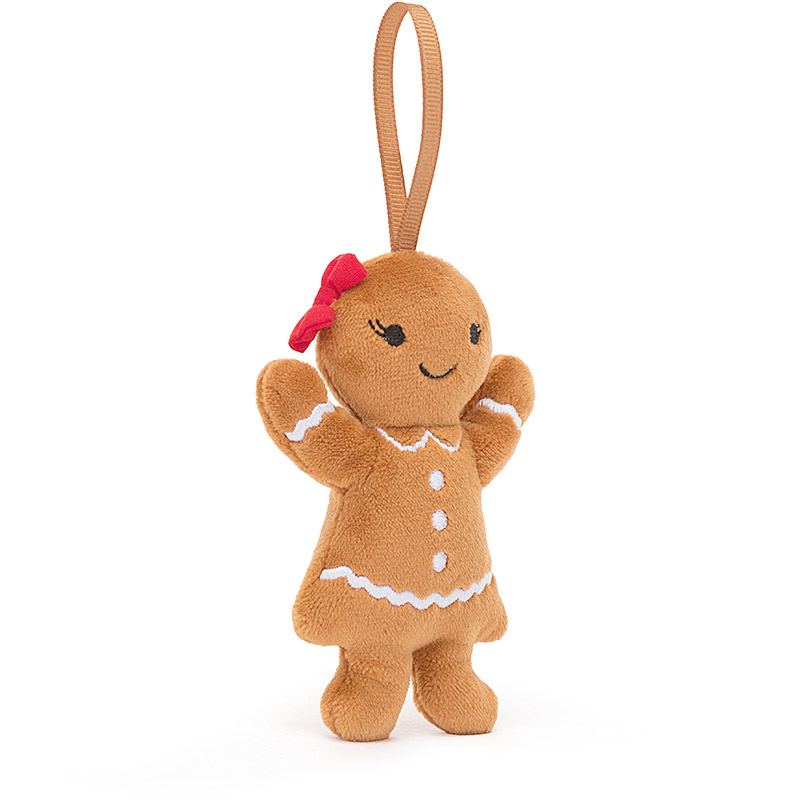 Jellycat Festive Folly Gingerbread Ruby Tree Decoration | plushpaws.co.uk