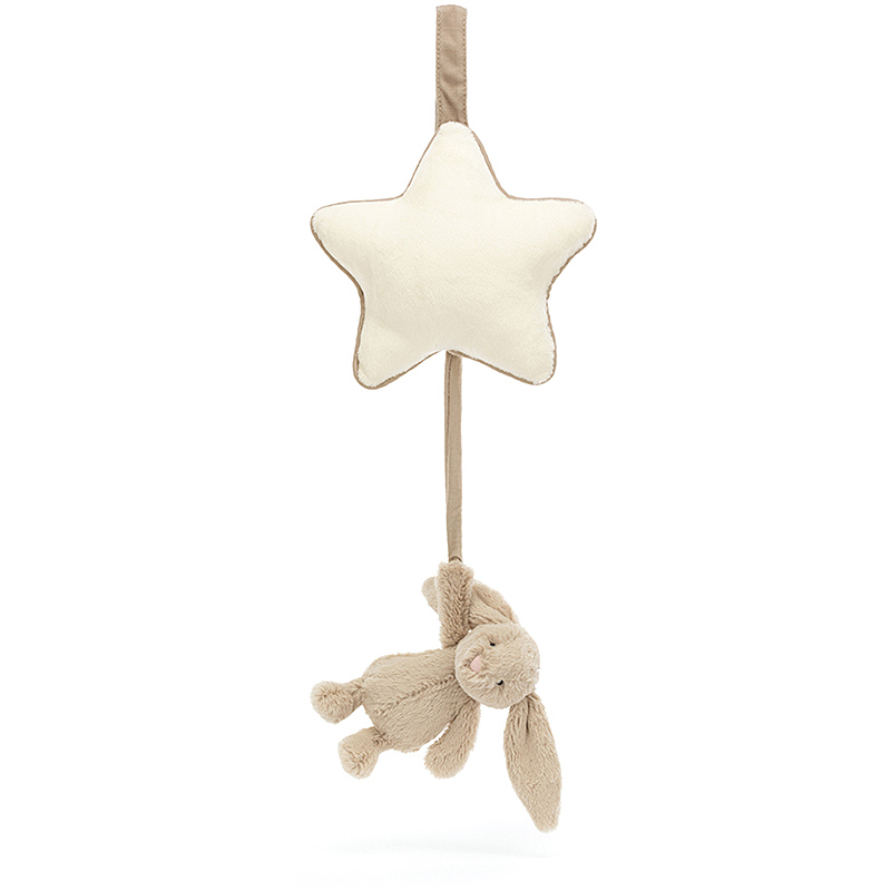 Baby Jellycat Bashful Beige Bunny Musical Pull | plushpaws.co.uk