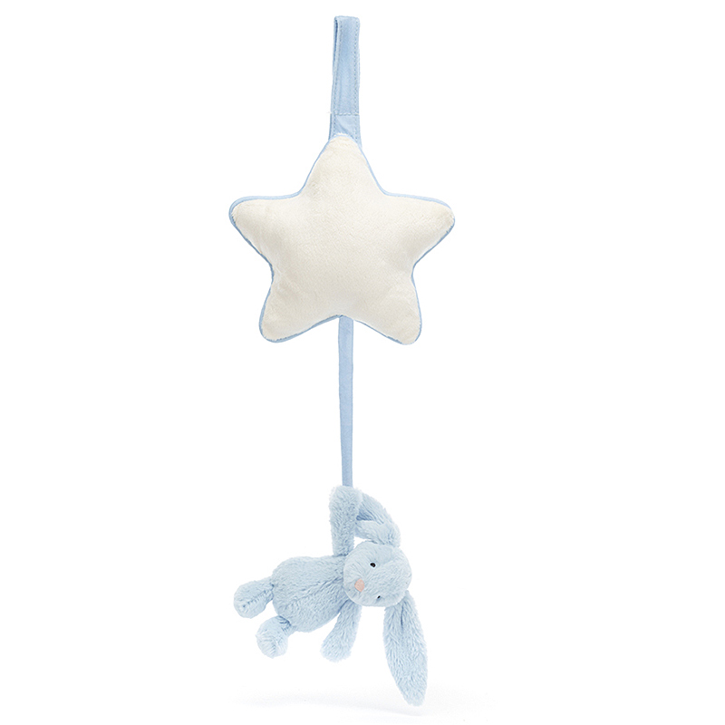 Baby Jellycat Bashful Blue Bunny Musical Pull | plushpaws.co.uk