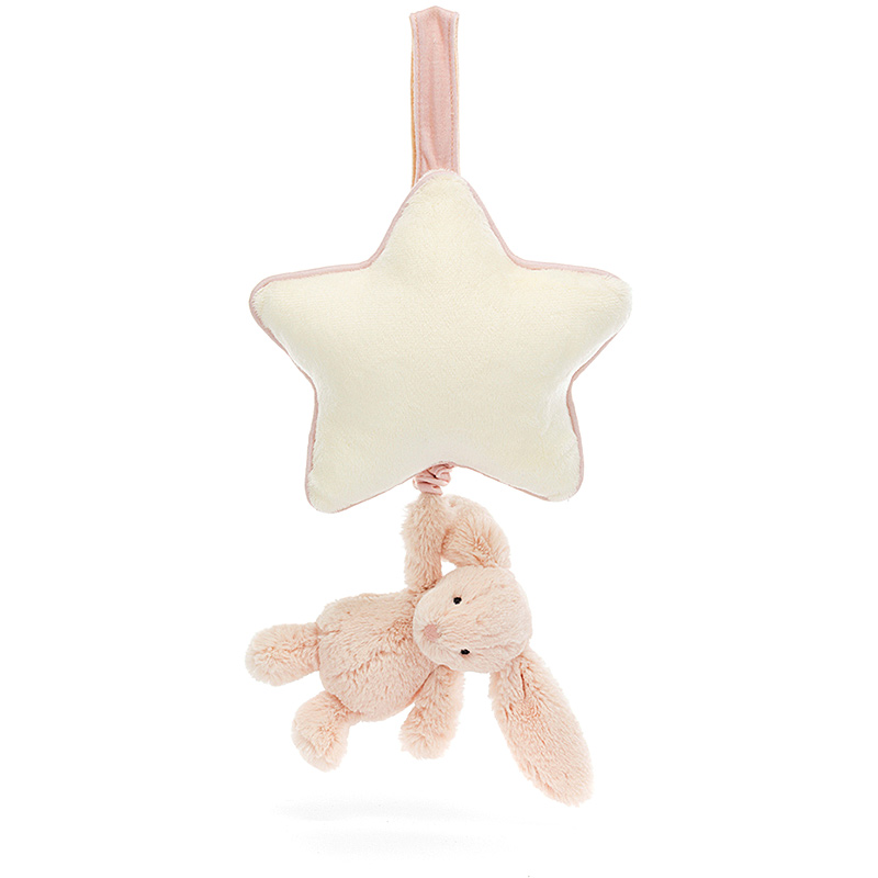 Baby Jellycat Bashful Blush Bunny Musical Pull | plushpaws.co.uk