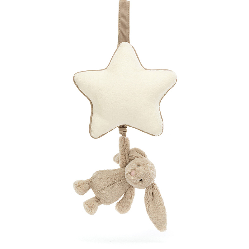 Baby Jellycat Bashful Beige Bunny Musical Pull | plushpaws.co.uk