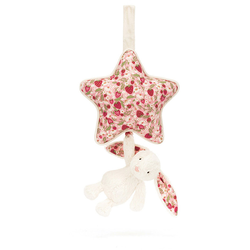 Baby Jellycat Blossom Cream Berry Bunny Musical Pull | plushpaws.co.uk