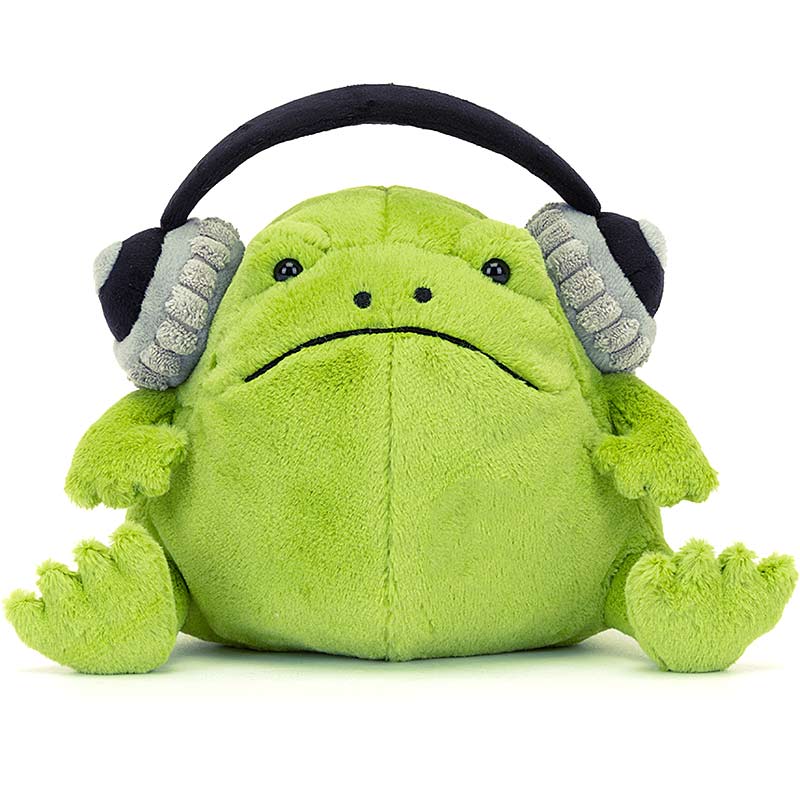 Jellycat Ricky Rain Frog with Headphones | plushpaws.co.uk