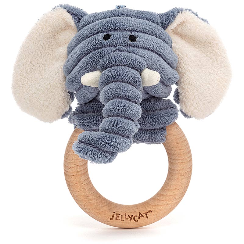 Cordy Roy Baby Elephant Wooden Teething Ring Rattle